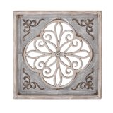 Free Shipping! DecMode Gray Wood Scroll Wall Decor with Metal Accents ...