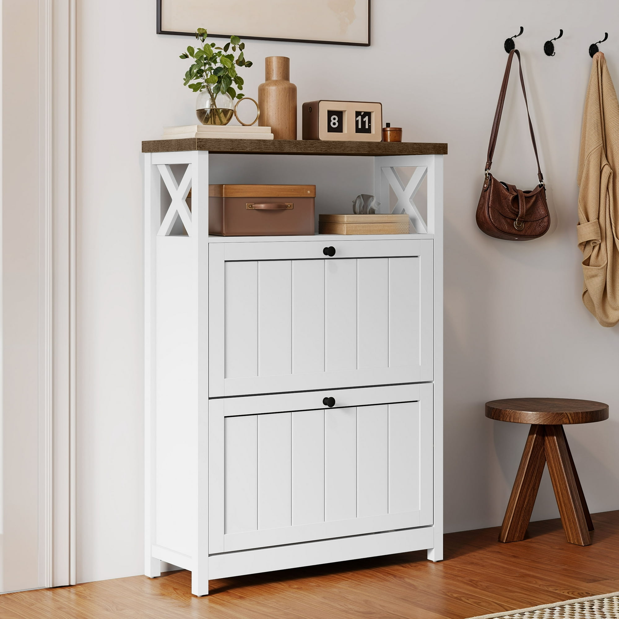 Click here for Dextrus Modern Shoe Cabinet With 2 Flip Drawers Fo... prices