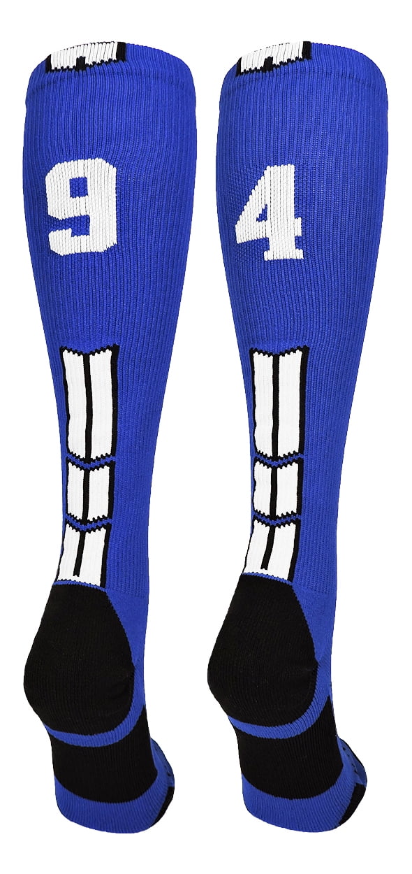 Royal/White Player Id Over the Calf Number Socks (#94, Large) - Walmart.com