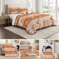 90x96in Quilt Bedding Set, Fall Flowers Leaves Orange Watercolor ...