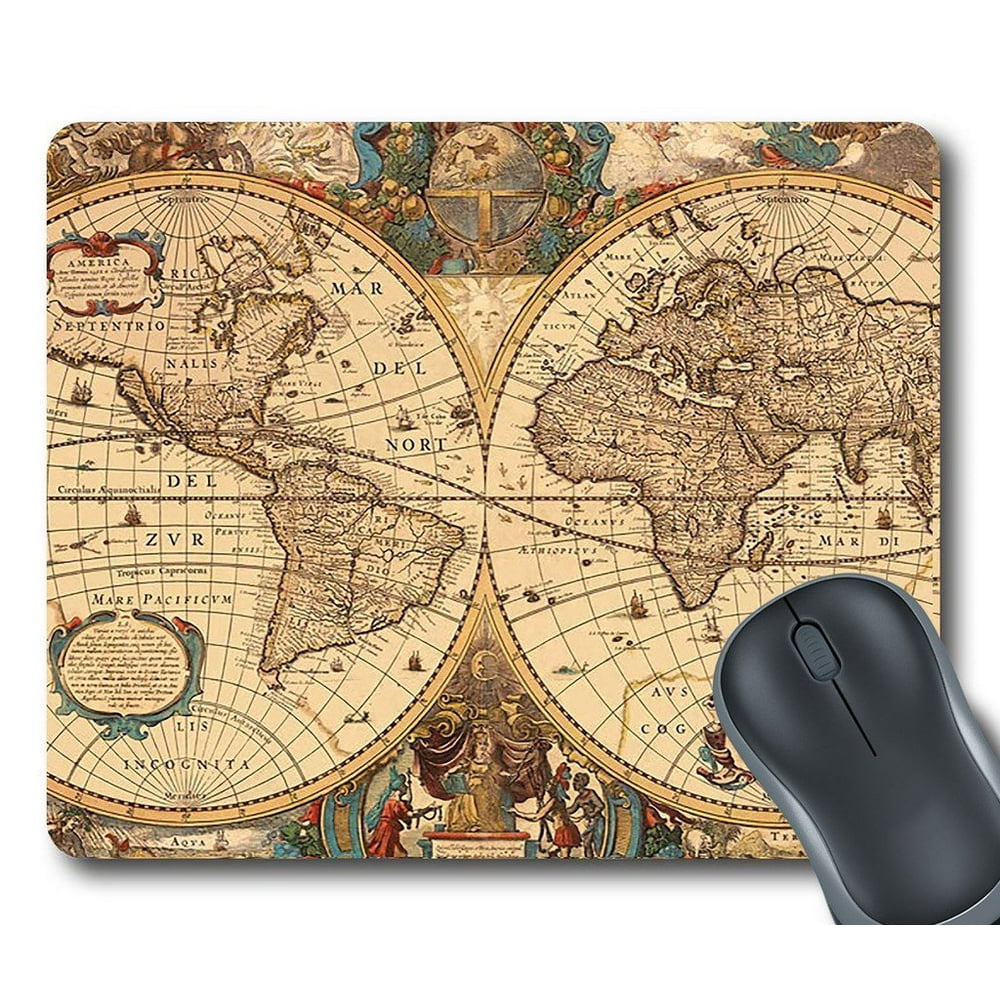 GCKG Vintage Retro World Map Mouse Pad Personalized Unique Rectangle ...