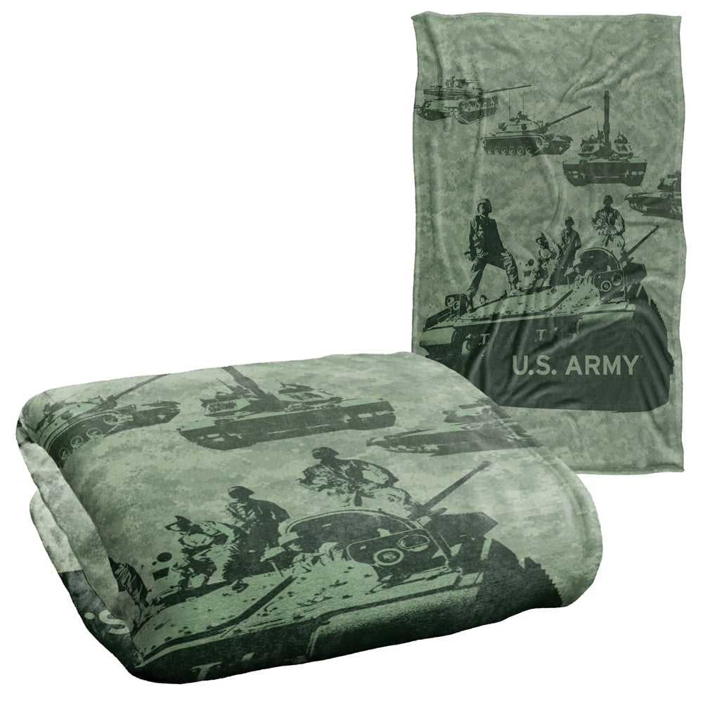 U.S. Army Blanket, 36"x58" Tank Up, Silky Touch Sherpa Back Super Soft ...