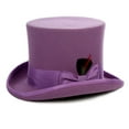 Ferrecci Satin Lined Purple Wool Top Hat with Grosgrain Ribbon and ...