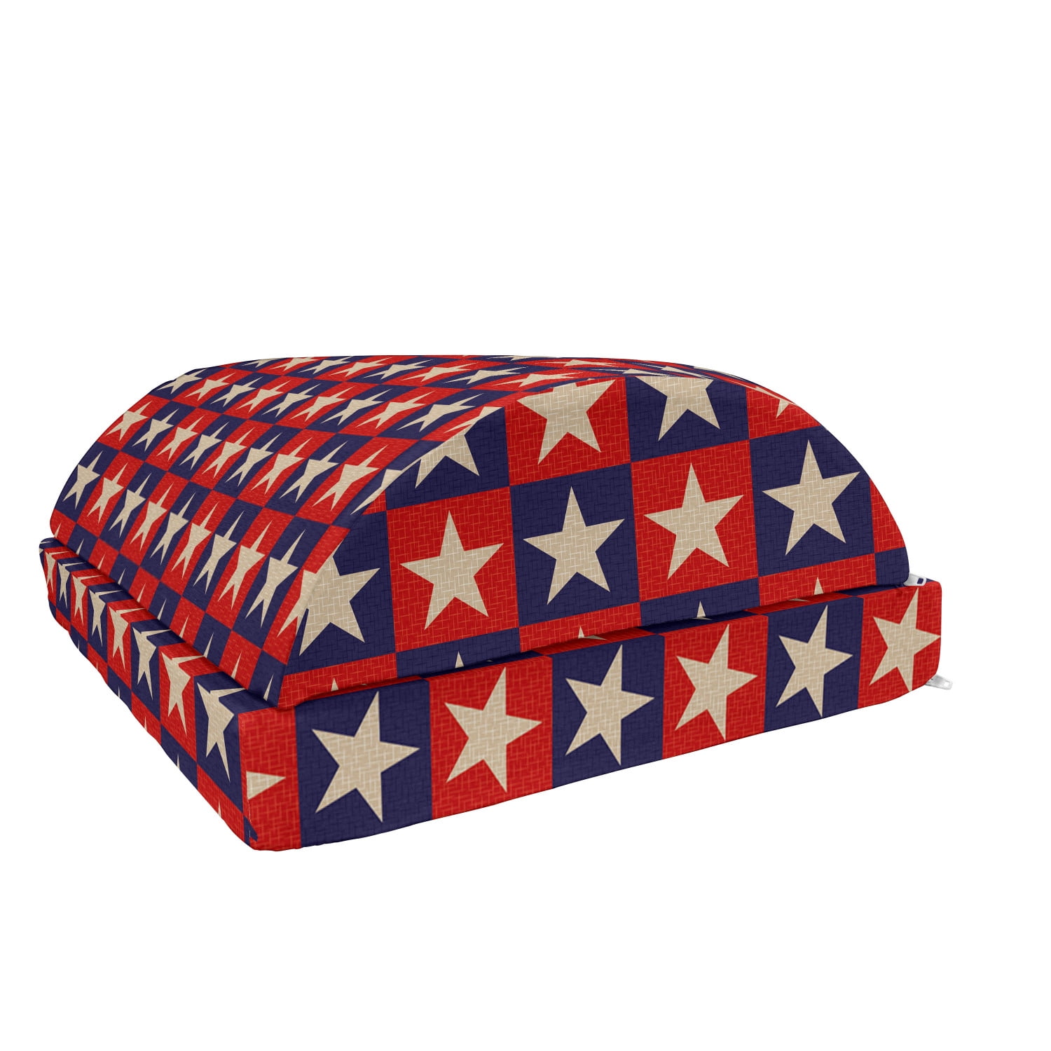 Prehistoric Country Foot Rest, Checkered Pattern in Navy Red with Stars ...