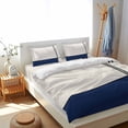 4 Pieces Duvet Cover California King Bedding Sets Navy Blue White Color ...