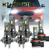 Quayub H7 LED Headlight High Low Beam + H11 Fog Light Bulbs Combo 6500K ...
