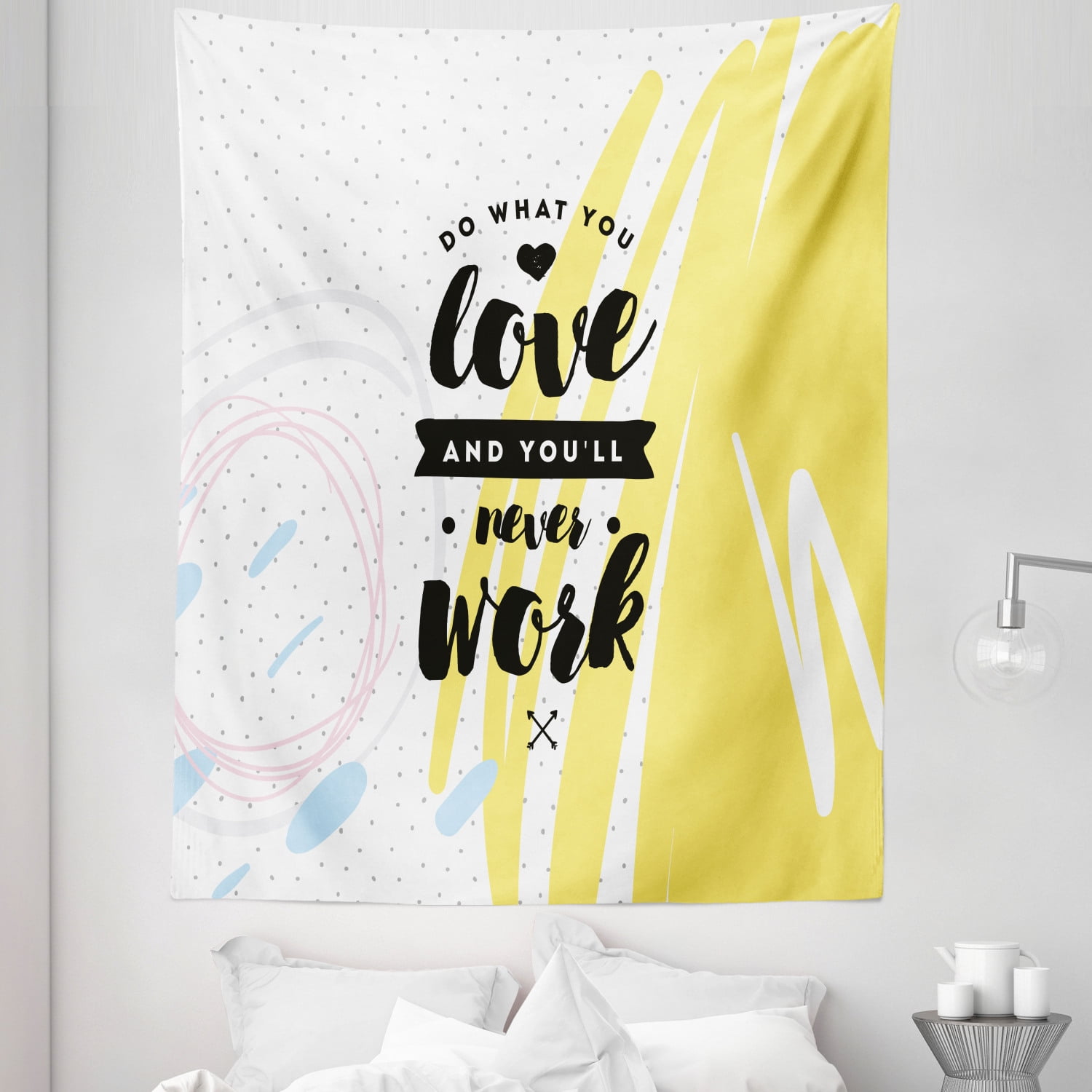 Saying Tapestry, Retro Memphis Pattern with Inspirational Typography ...