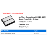 API Air Filter, Compatible with 2020-2022 Nissan Versa 1.6L 4-Cylinder ...