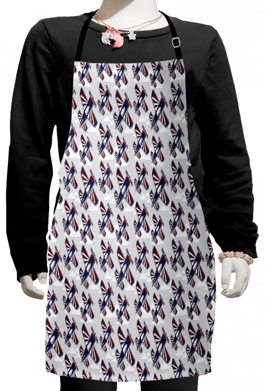 Airplane Kids Apron, Aviation Theme Pattern with Airships in Classical ...