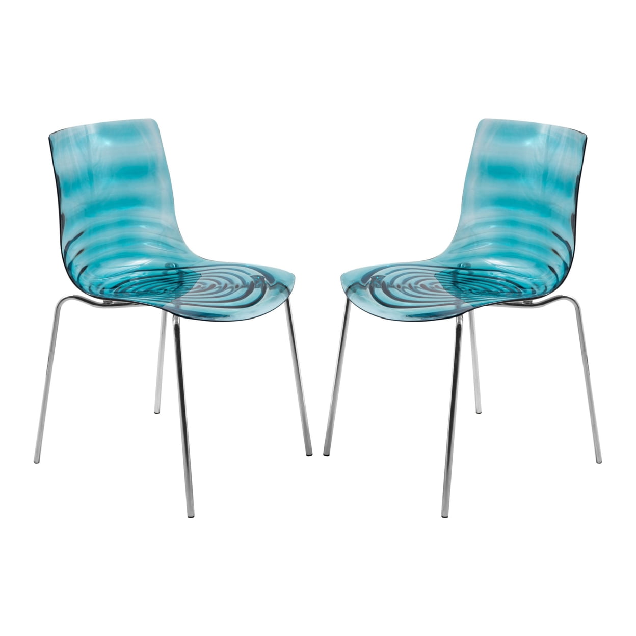 Astor Water Ripple Design Dining Chair Set of 2 - Transparent Blue ...