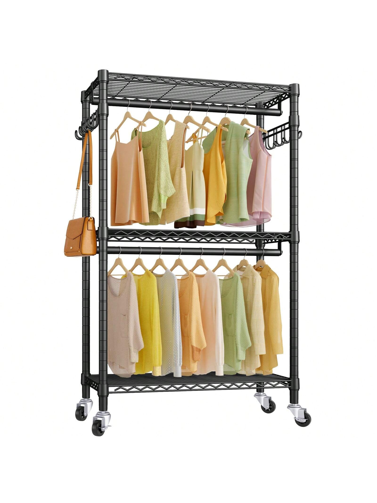 VIPEK V12 Medium Heavy Duty Rolling Garment Rack 3 Tiers Adjustable ...