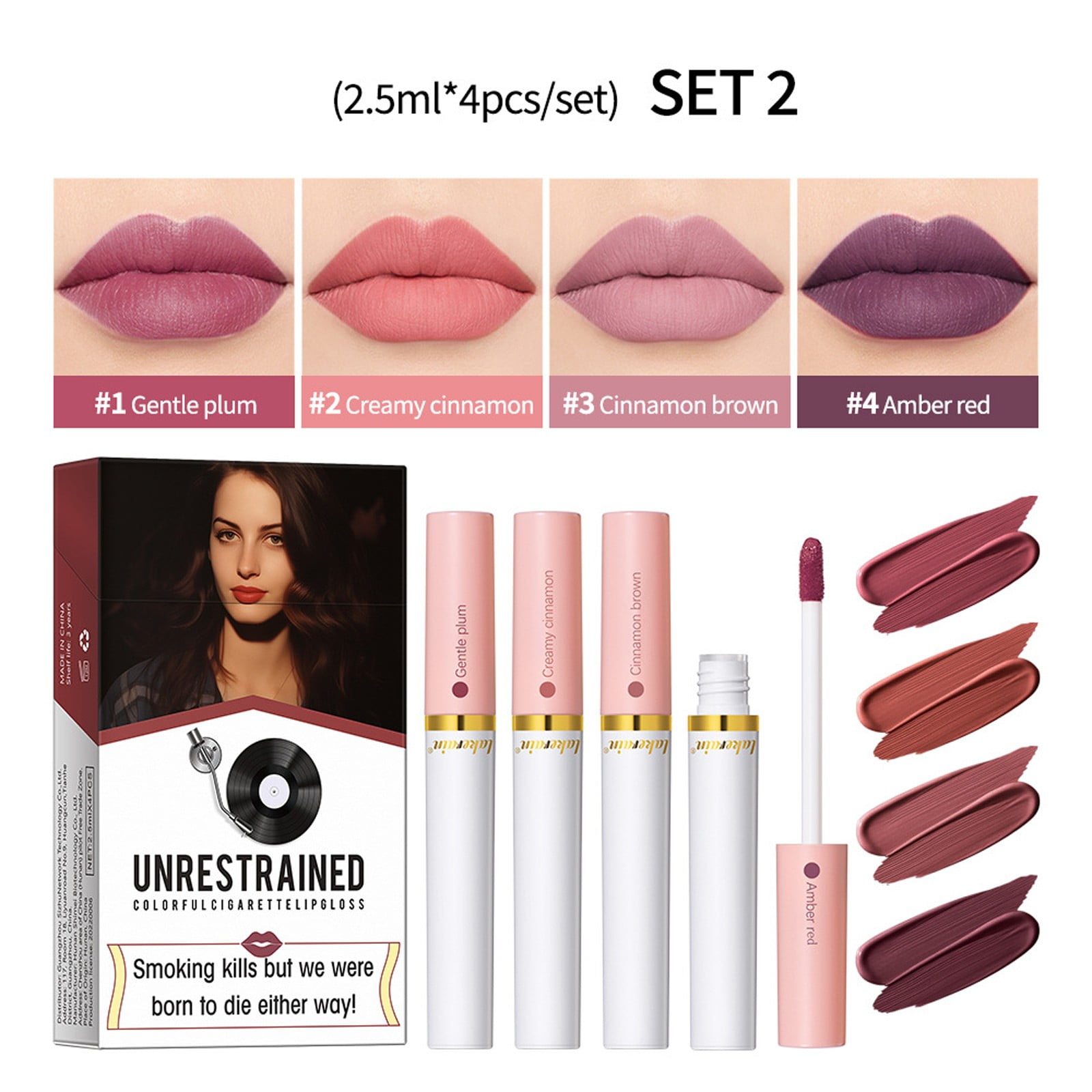 SDHJKSIN Beautiful Lipstick Set 4 Piece Non Sticky Tube Lip Color ...