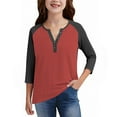 Atogsazn Kids Girls V Neck Shirt Children Button Down 3/4 Sleeve ...