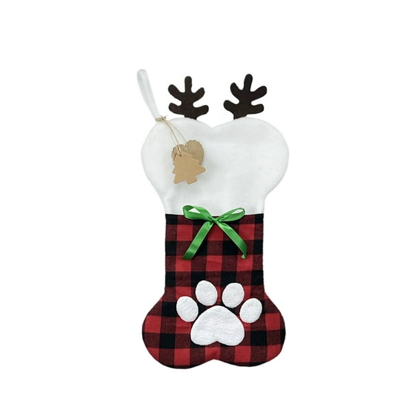 Christmas Stockings Dog Stocking Antlers Bone Shape Pet Stocking Gifts ...