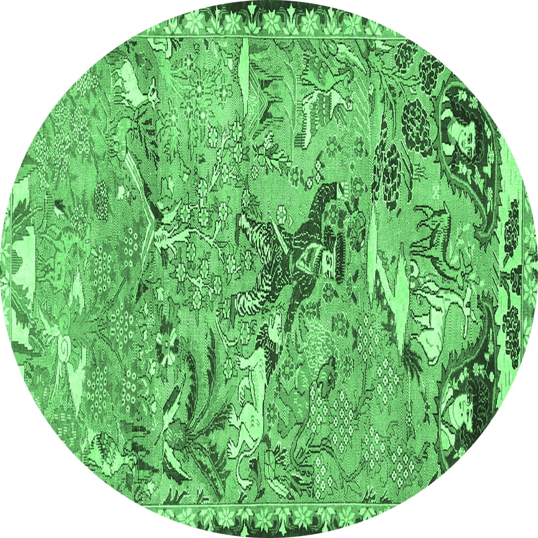 Ahgly Company Indoor Round Animal Emerald Green Traditional Area Rugs ...