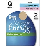 L'eggs Women's Sheer Energy No Roll Waistband Pantyhose, 2 Pack ...
