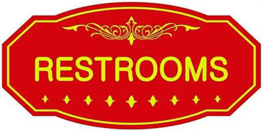 victorian restrooms sign (red/yellow) - large - Walmart.com