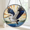 Coastal Nautical Pelican Stained Glass Suncatcher, Window Hanging ...