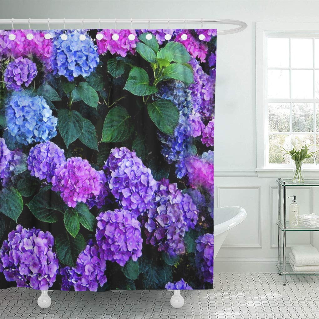 SUTTOM Garden Hydrangeas Watercolor Purple Flowers Floral Shower ...