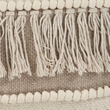 Ox Bay Xavia 20" x 20" Beige/Gray Fringe Striped Cotton Adult ...