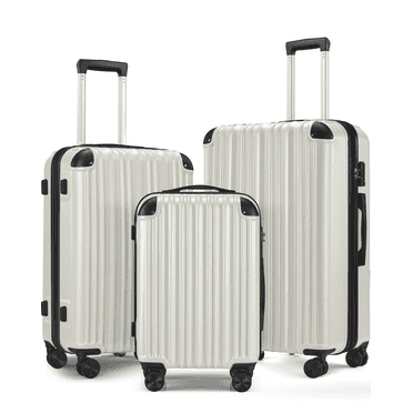 3-Piece Hard Shell Expandable Luggage Sets, ABS Spinner Suitcase with ...