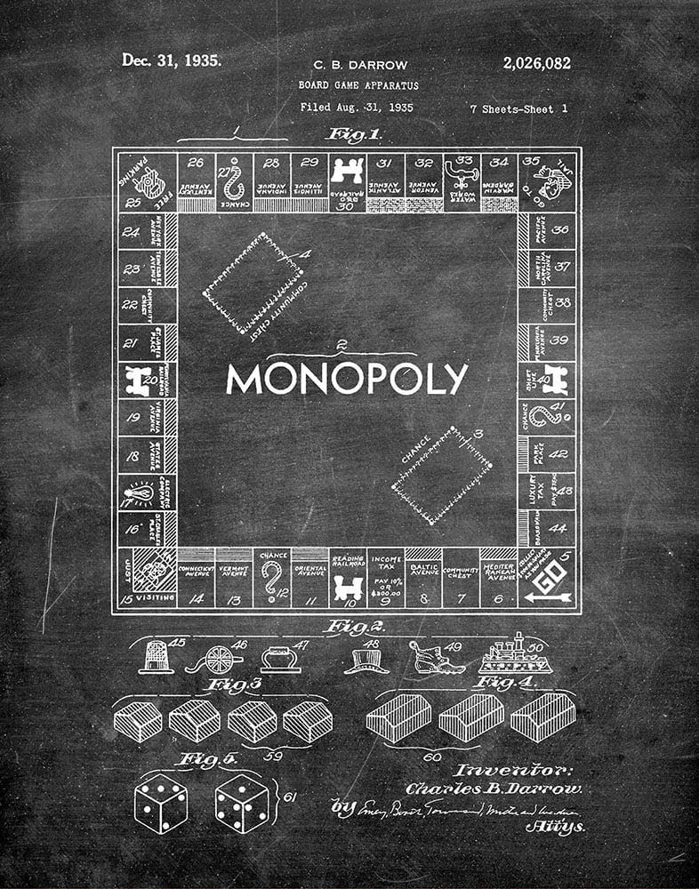 Original Monopoly Game Artwork Submitted In 1935 - Toys and Games ...