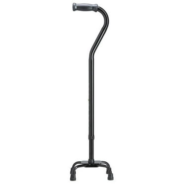 Quad Cane Small base 6" x 8" walking cane, with plastic covered crook ...