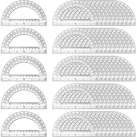 Xizioo 50 Pack Math Protractors, 6 Inch Plastic Protractor 180 Degrees ...