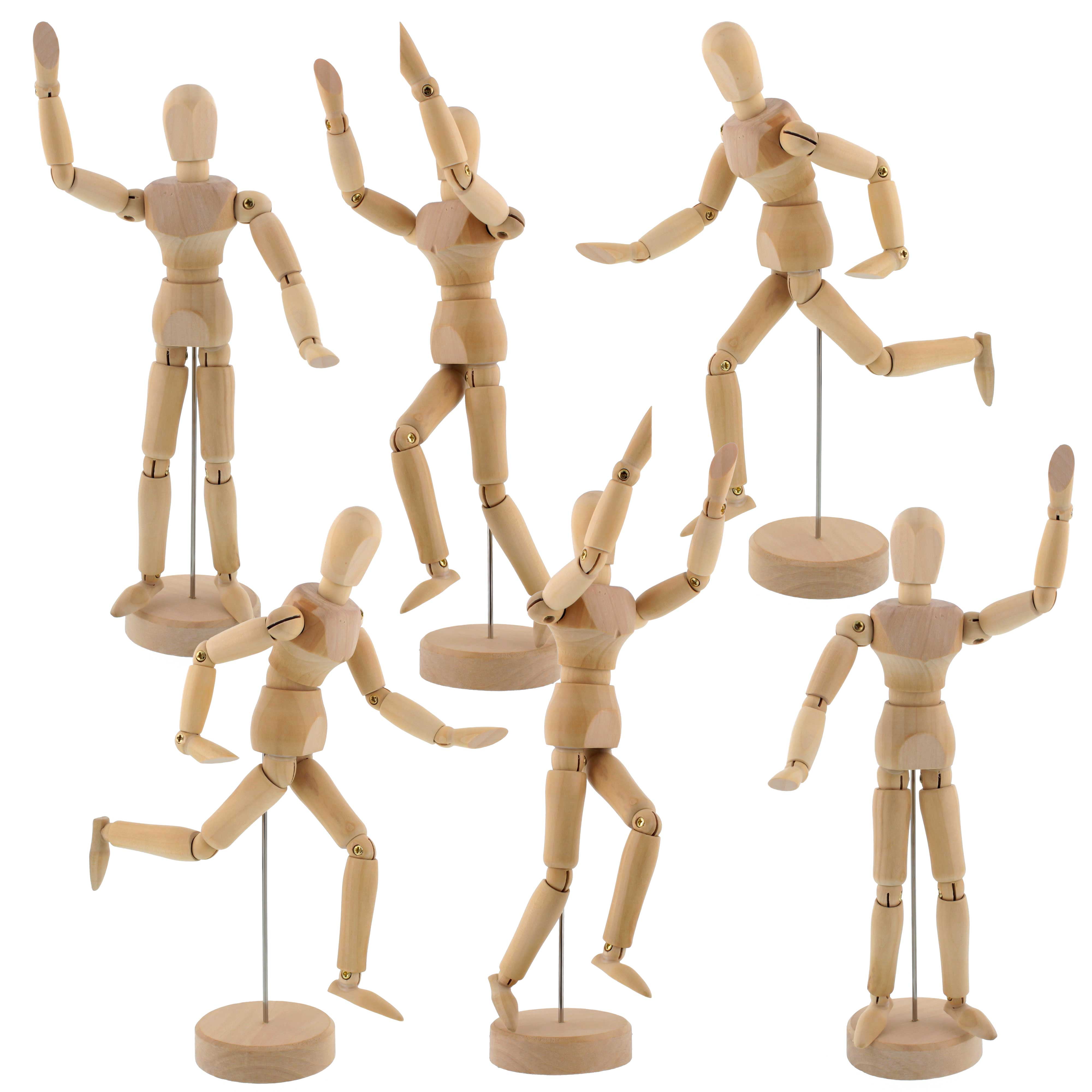 Pack of 6 Manikins US Art Supply® Wood 8" Artist Drawing Manikin ...