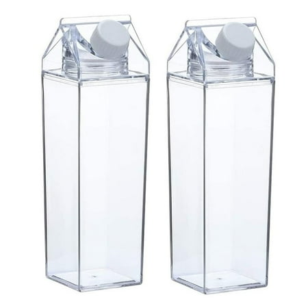 Clear Milk Plastic Bottles,Milk Box Water Bottle Leakproof Cup Milk Box ...