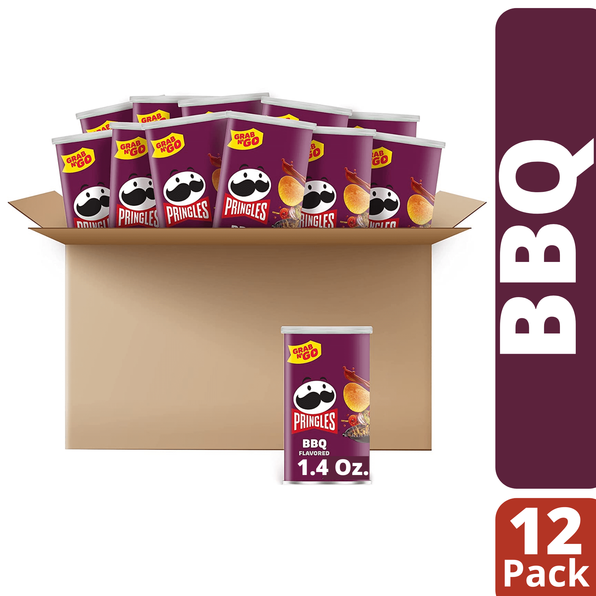 Pringles Potato Crisps Chips Barbeque Snack, Lunch Food, Single Serve 1 ...