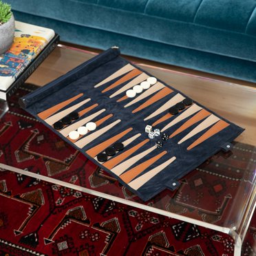 Travel Sized Rolled Backgammon 13" Suede Leather Lightweight Game Set ...