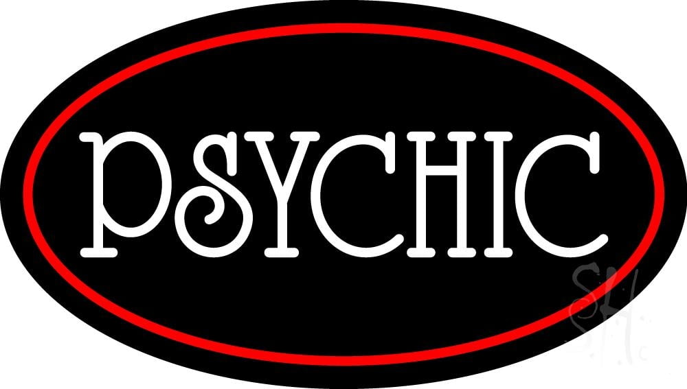 White Psychic With Red Border LED Neon Sign 20" Tall x 37" Wide ...