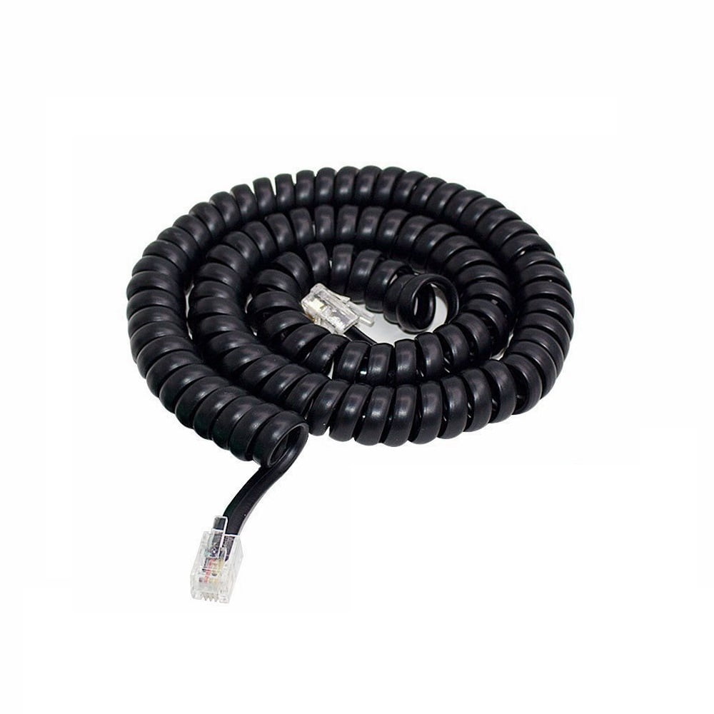 Cable Central LLC 25Ft Coiled Handset Cord, RJ22 (4P4C) Black - 25 Feet ...