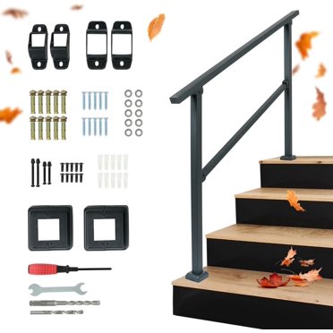 Free Shipping! VEVOR 3-Step Transitional Handrail Fits 1 or 3 Steps ...