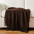 "Battilo Soft Dark Brown Knit Throw Blanket for Couch/Bed, Decorative ...