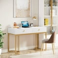 Tribesigns Modern Simple 47'' Computer Desk with 2 Drawers, White ...