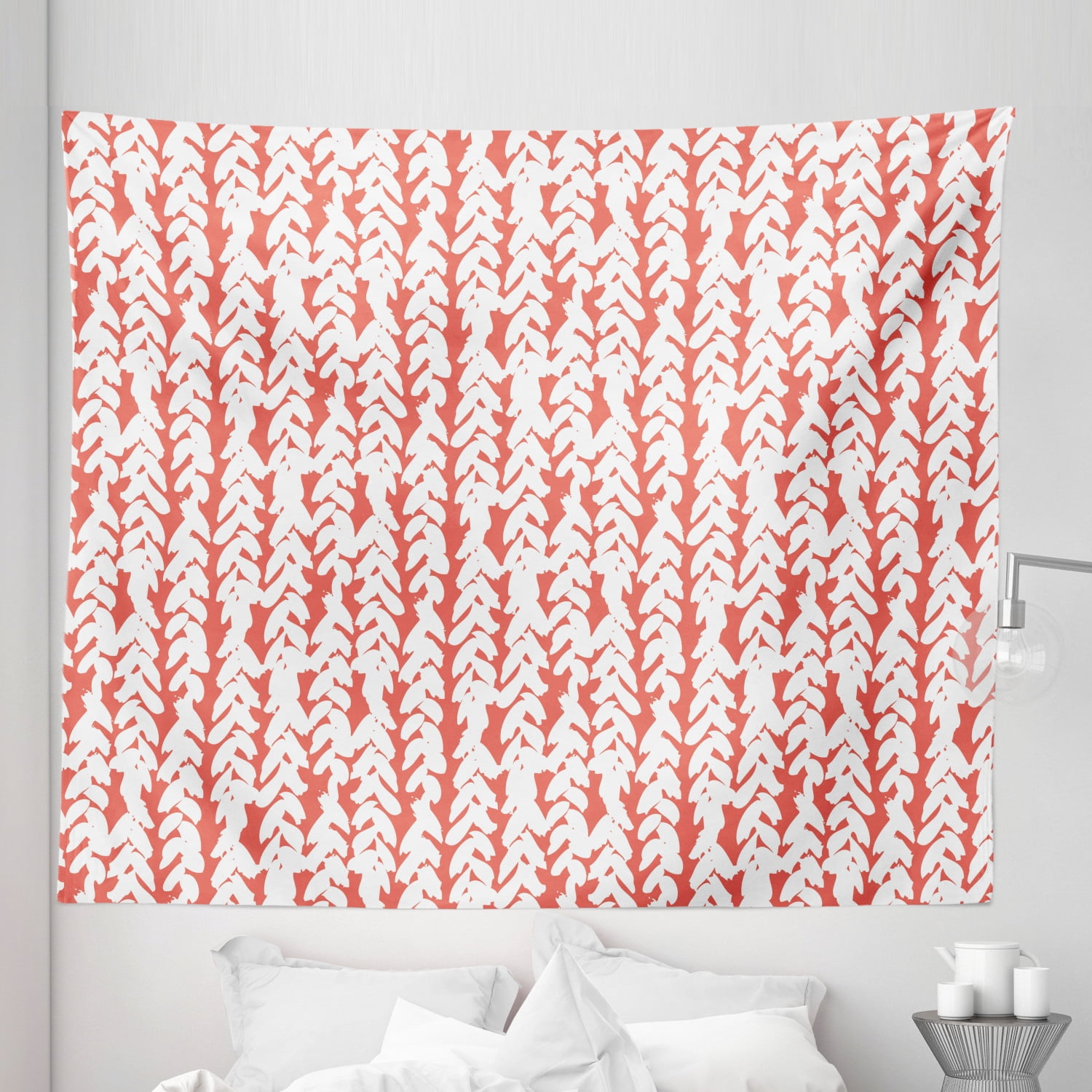 Coral Tapestry, Hand Painted Braids Vertical Pattern Bohemian Hipster ...