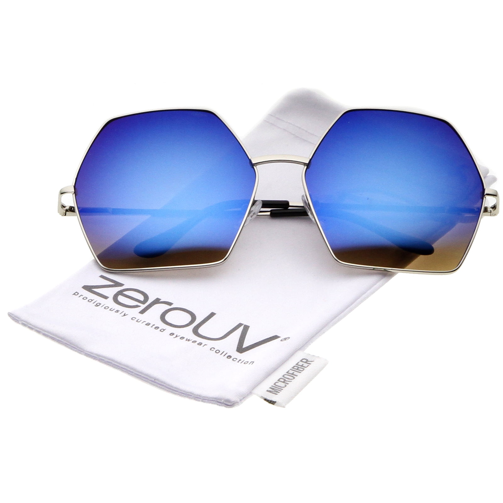 zeroUV Female Geometric Metal Frame Colored Mirror Lens Hexagonal ...