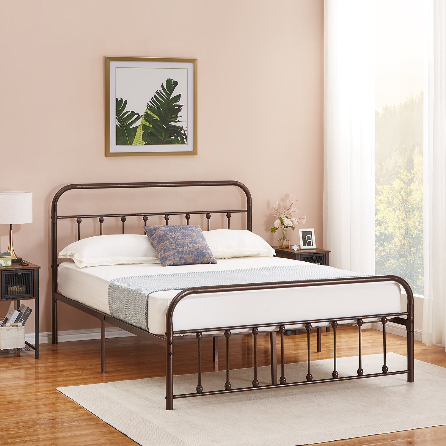 VECELO Full Size Metal Bed Frame, Foundation Heavy Duty Steel Slats ...