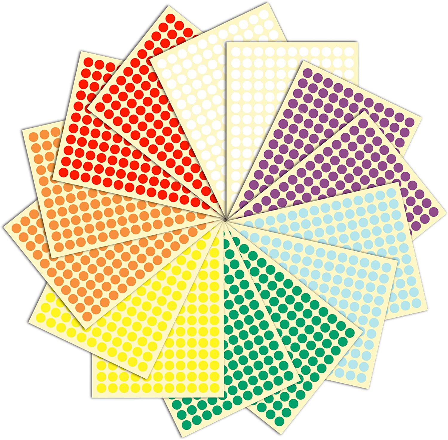 2/5 in Dot Stickers Color Coded, 7 Colors Adhensive Rainbow Circle ...