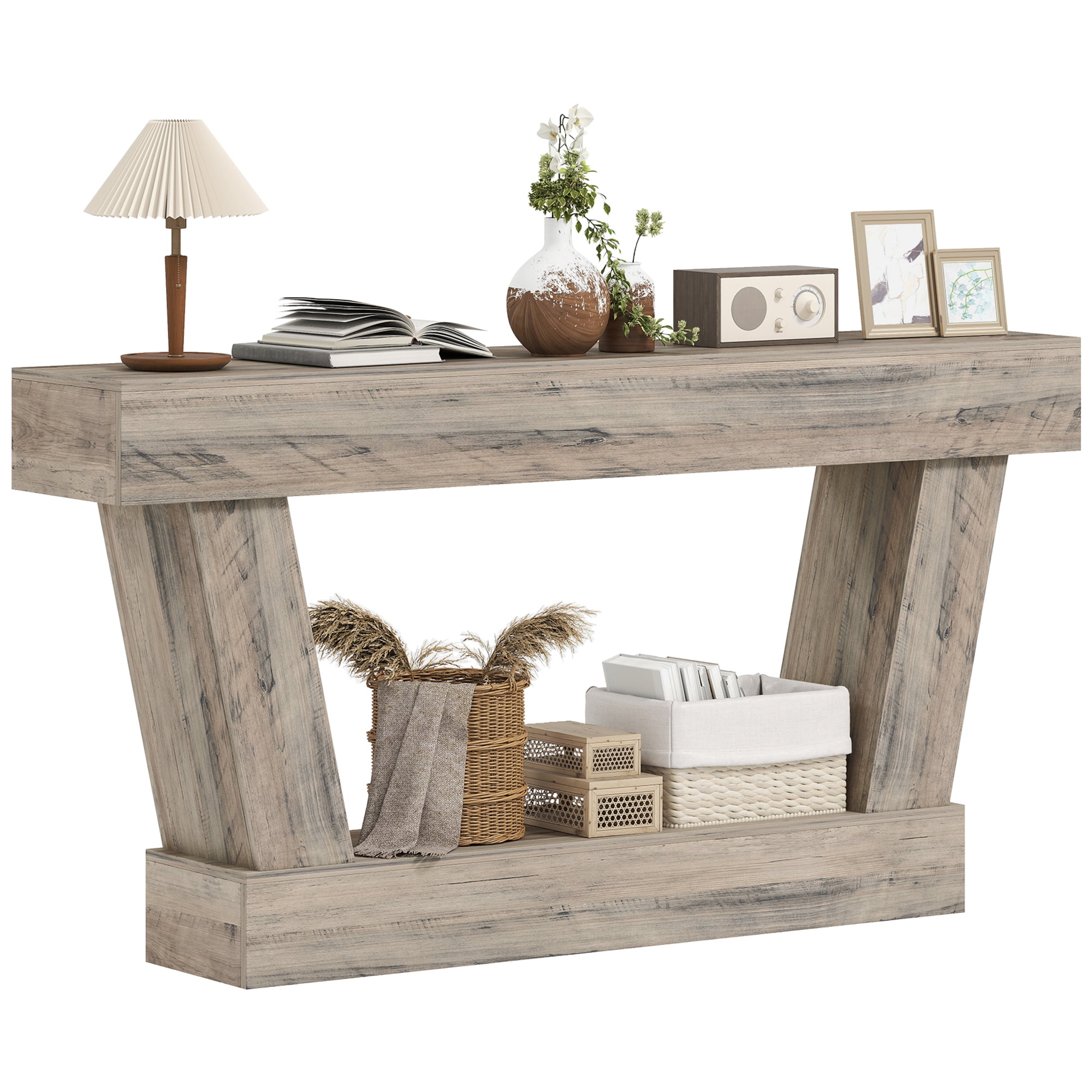 HOMCOM 63 Inch Vintage Console Table, Narrow Entryway Table, Light ...