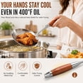 16 Inch Wooden Handle Stainless Steel Skimmer, Deep Frying Scoop with ...
