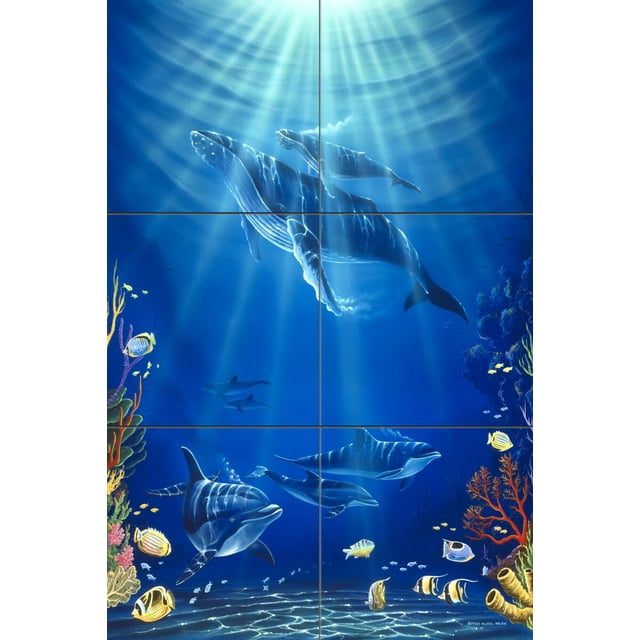 Tile Mural Bathroom Backsplash - Whale Sanctuary-JW - by Jeff Wilkie ...