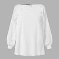 Celmia Women Office Lace Lantern Sleeve Solid Color Knitted Top Sweater ...