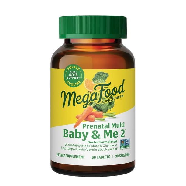 Vitaminas prenatales MegaFood Baby & Me 2 para mujeres 60 comprimidos | Bodega Aurrera en línea