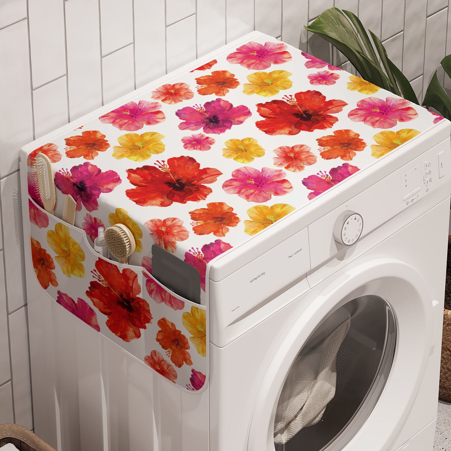 Watercolor Flowers Washing Machine Organizer, Tropical Paintbrush Style ...