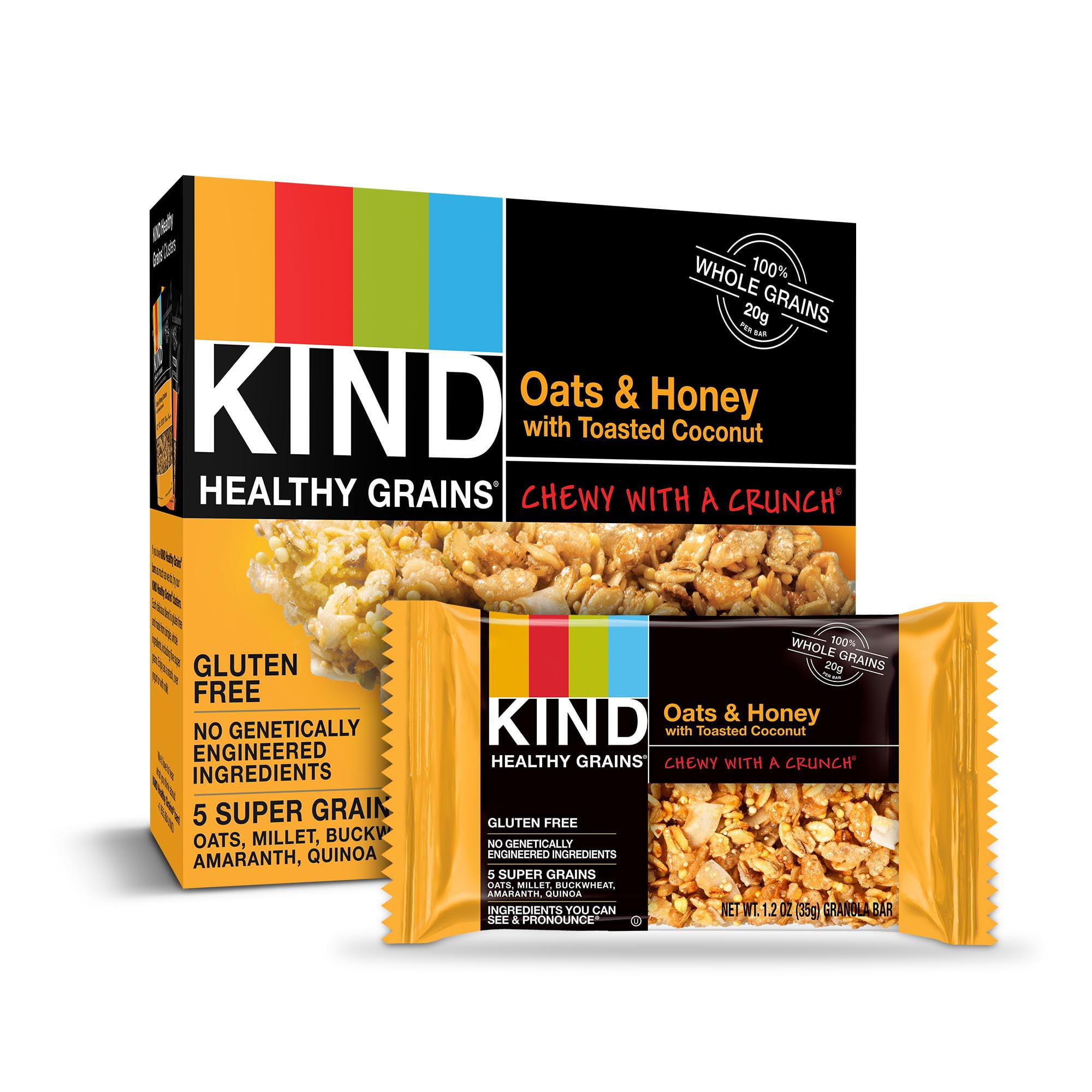 KIND Healthy Grains Granola Bar, Oats & Honey with Toasted Coconut, 5 ...