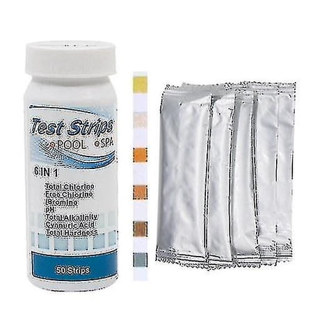 K50pcs/bottle 6-in-1 Test Strips Multifunctional Test Paper Swimming ...