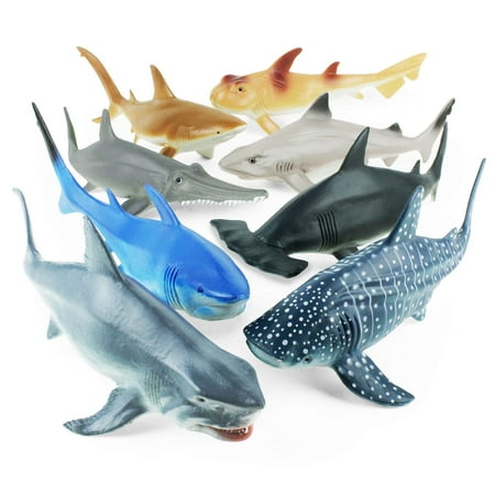 Boley 8 Piece Shark Figure Toys - Realistic Looking Ocean Shark Figures ...